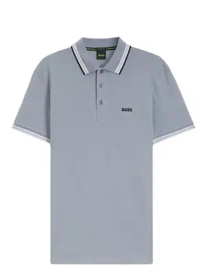 Hugo Boss Paddy Logo-embroidered Tipped Polo Shirt - Grey