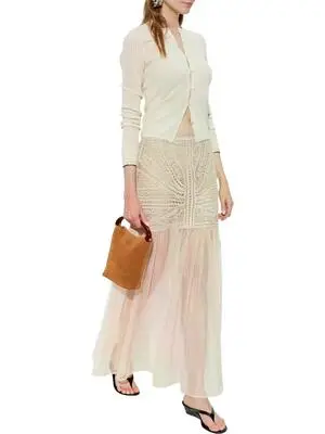 Ulla Johnson Crochet-knit Tulle Maxi Skirt - Neutrals