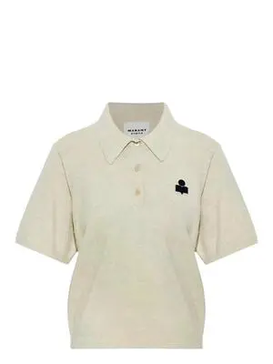 MARANT ETOILE MARANT ÉTOILE Althea Logo-Patch Polo Shirt Neutrals