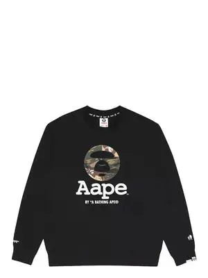 AAPE BY *A BATHING APE Camouflage Moon Face Logo Sweater - Black
