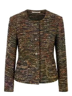 Tagliatore Kerry Bouclé-knit Chevron-pattern Jacket - Black
