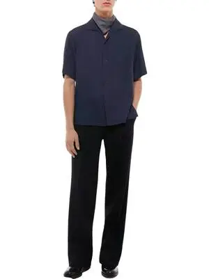FURSAC Short-sleeve Camp-collar Shirt - Blue