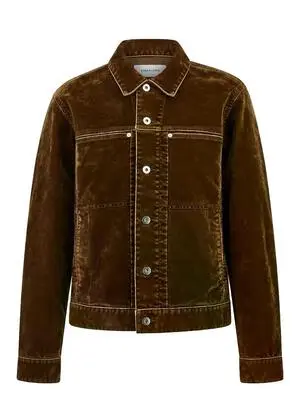 FERRAGAMO Utility Blouson In Washed Flocked Velvety Cotton - Brown