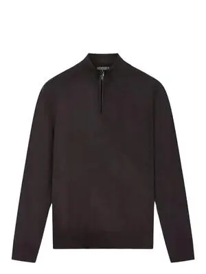 Canali Quarter-zip Knitted Sweater - Brown