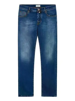 Jacob Cohen Logo-patch Whiskered Jeans - Blue