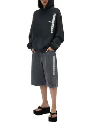 Alexander Wang Graphic Print Pouch Pocket Hoodie - Black