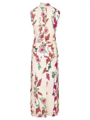 Johanna Ortiz Johanna Ortiz Floral Print Ruched Midi Dress Neutrals