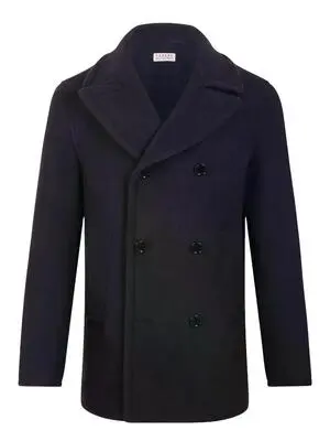 FURSAC Double-breasted Wool Blend Coat - Blue