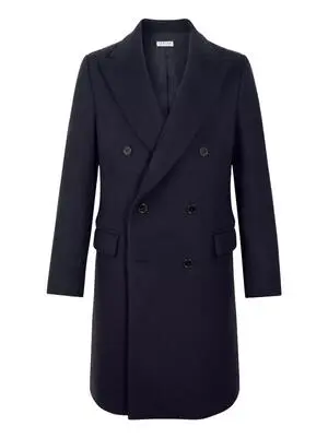 FURSAC Herringbone Double-breasted Coat - Blue