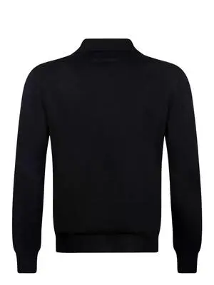 GRAN SASSO Long Sleeve Polo Collar Fine Knit Sweater - Blue