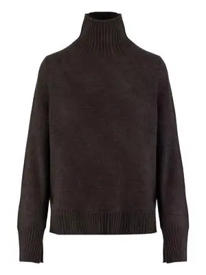 ALLUDE Ribbed-knit Turtleneck Sweater - Brown