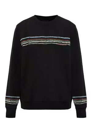 Paul Smith Embroidered Logo-stripe Crew Neck Sweater - Black