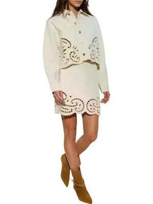 Ulla Johnson Ulla Johnson Cadiz Eyelet Embroidered Mini Skirt Neutrals