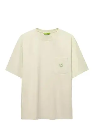 Shanghai Tang Coin-patch Chest-pocket T-shirt - Neutrals