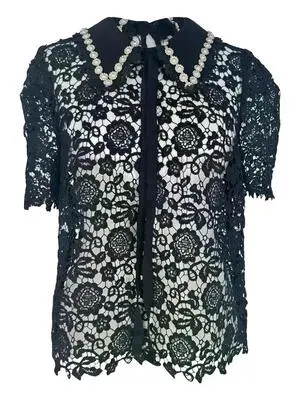 SELF-PORTRAIT Self-Portrait Black Guipure Lace Blouse Black