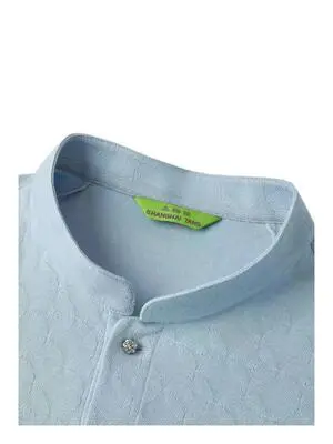 Shanghai Tang Coin Jacquard-knit Polo Shirt - Blue