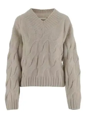 ALLUDE Allude V-Neck Cable-Knit Sweater