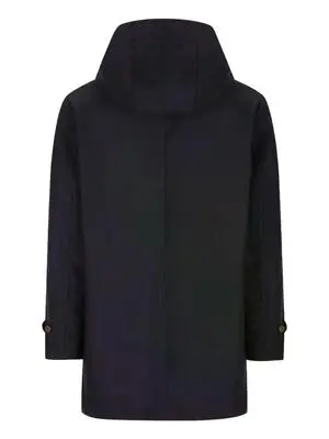 CAMPLIN Toggle-fastening Hooded Coat With Checked Lining - Blue