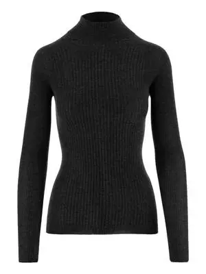SA SU PHI Ribbed Knit Raglan Sleeve Sweater - Black
