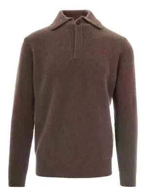 BALLANTYNE Fisherman Rib Wool Sweater - Brown