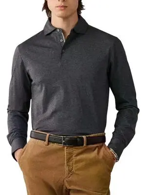HACKETT LONDON Long-sleeve Cotton Polo Shirt