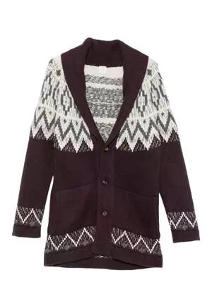 Eleventy Fair Isle Shawl-collar Cardigan - Red