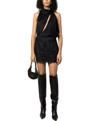 Alberta Ferretti Layered Lace A-line Mini Skirt - Black