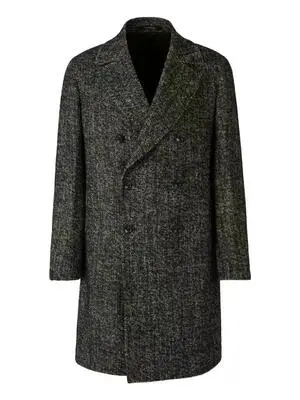 Tagliatore Double-breasted Herringbone Coat - Black
