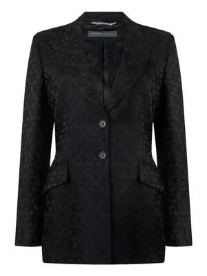 Alberta Ferretti Jacquard Pattern Lapel Collar Blazer - Black