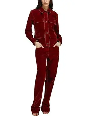 FERRAGAMO Velvet Utility Jacket - Red