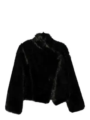 B&B COUTURE Faux-fur Funnel Neck Coat - Black