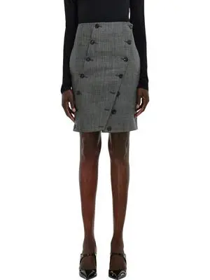FERRAGAMO Button Detailed Straight Cut Skirt - Grey