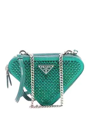Prada Embellished Satin Mini Crossbody Bag - Green