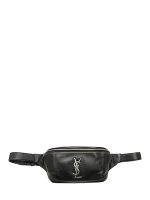 Saint Laurent Smooth Calfskin Monogram Belt Bag - Black