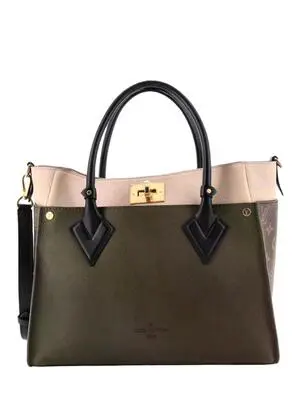 LOUIS VUITTON On My Side Leather With Monogram Canvas Mm Tote Bag - Green