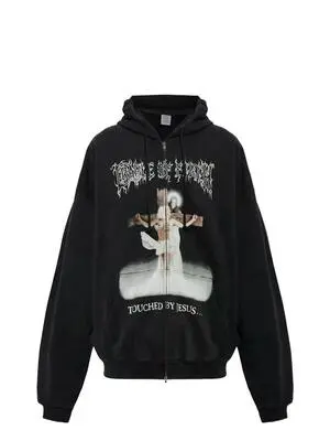Vetements Graphic Print Zip-up Hoodie - Black