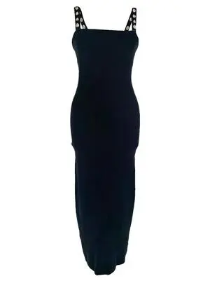 STAUD STAUD Ribbed Shell-Embellished Square Neck Dress