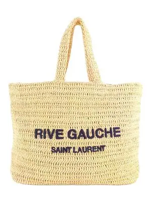 Saint Laurent Saint Laurent Rive Gauche Raffia Tote Bag Neutrals
