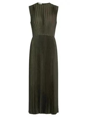 Vince Pleated Sleeveless Maxi Dress - Green