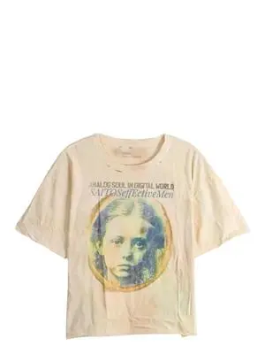 SAITOS Graphic-print Distressed T-shirt - Neutrals