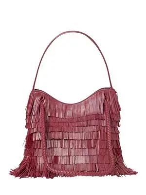 VISONA` Visona Diletta Fringed Shoulder Bag - Red