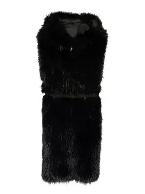 Moncler Faux Fur Hooded Gilet - Black