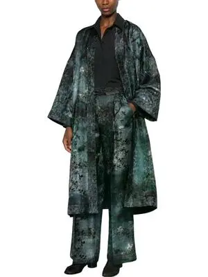 PIERRE-LOUIS MASCIA Abstract Print Wide-leg Trousers - Blue