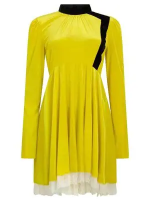Philosophy Di Lorenzo Serafini Lace-trim Mini Dress - Yellow