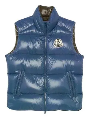 Moncler Belice Quilted Gilet With Logo Patch - Blue