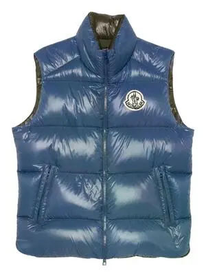 Moncler Belice Quilted Gilet With Logo Patch - Blue