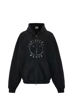 Vetements Graphic-print Zip-up Hoodie - Black