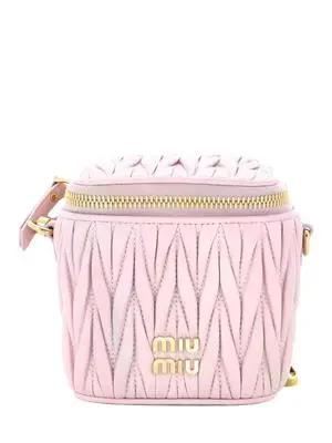 Miu Miu Matelassé Leather Micro Vanity Case Crossbody Bag - Pink