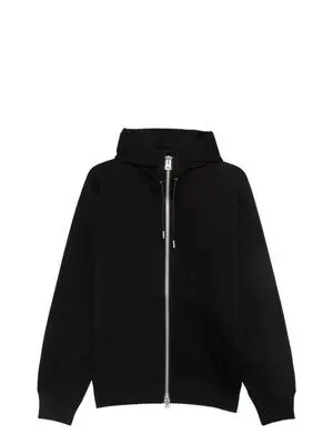 Sacai Zip-up Drawstring Hoodie - Black