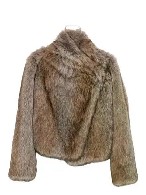 B&B COUTURE Faux-fur Wide-lapel Coat - Brown